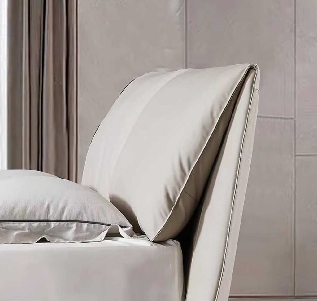 Clean Modern Design Wingback Bed With Plush Upholstery | Elegant Hotel ...