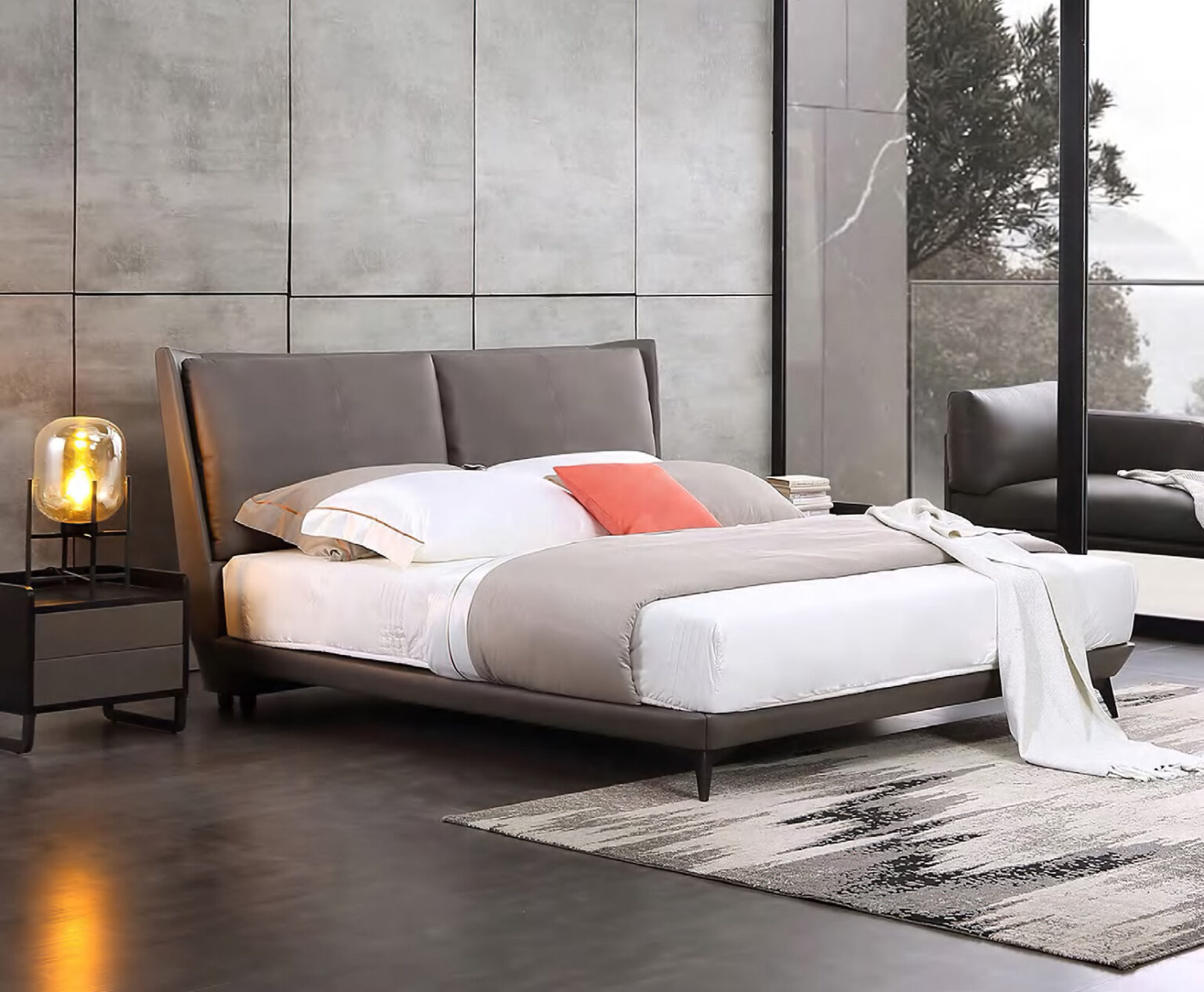 Modern Wingback Bed With Deluxe Upholstery | Elegant Hotel Furniture