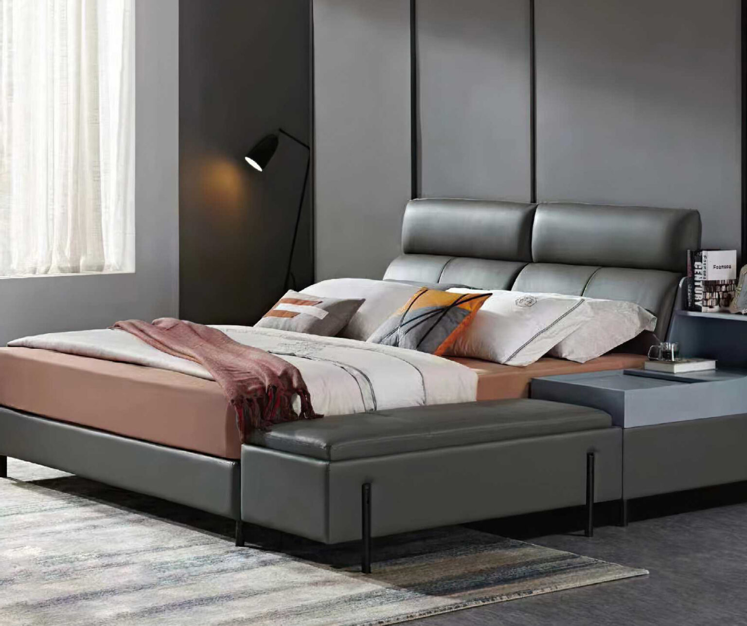 Contemporary Wingback Bed With Luxurious Upholstery | Elegant Hotel ...