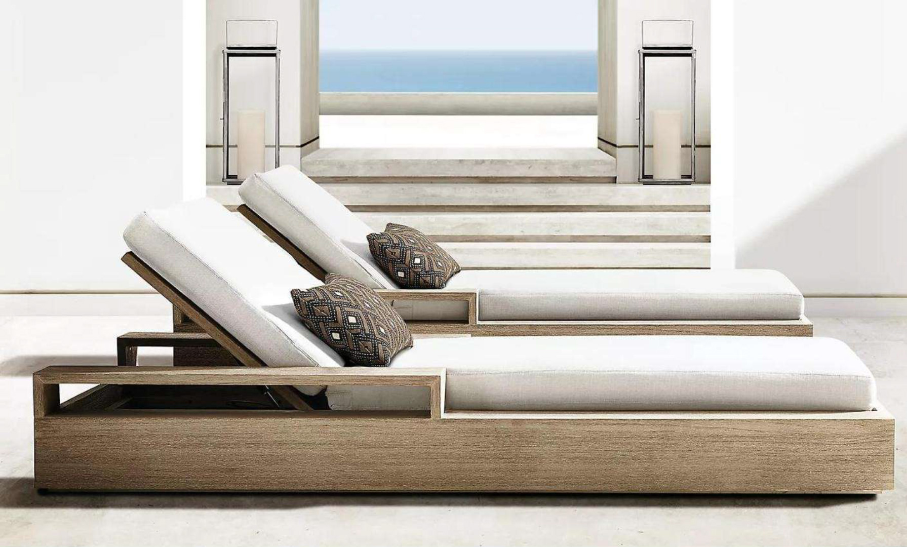 Modern Sleek Teak Outdoor Sun Lounger | Elegant Hotel Furniture